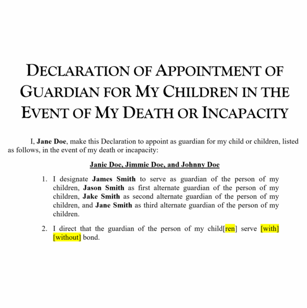 Appointment of Guardian for Minor Children